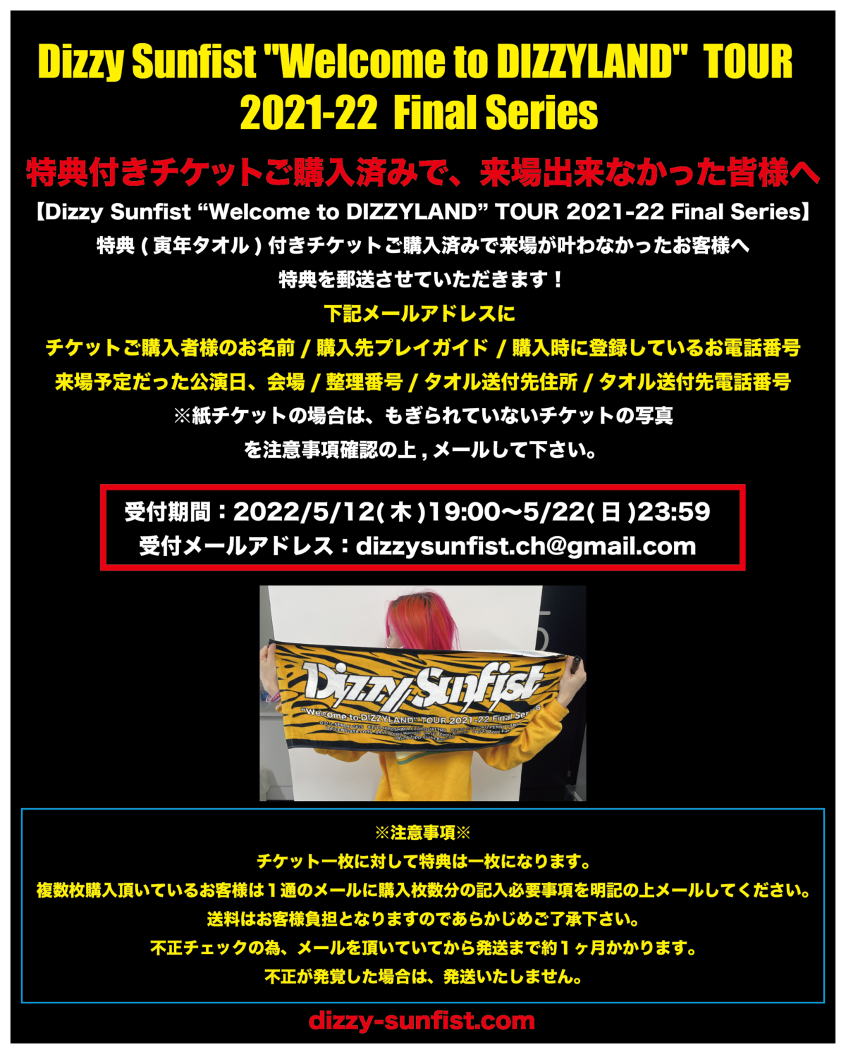Dizzy Sunfist "Welcome to DIZZYLAND" TOUR 2021-22 Final Series 特典付きチケット ...